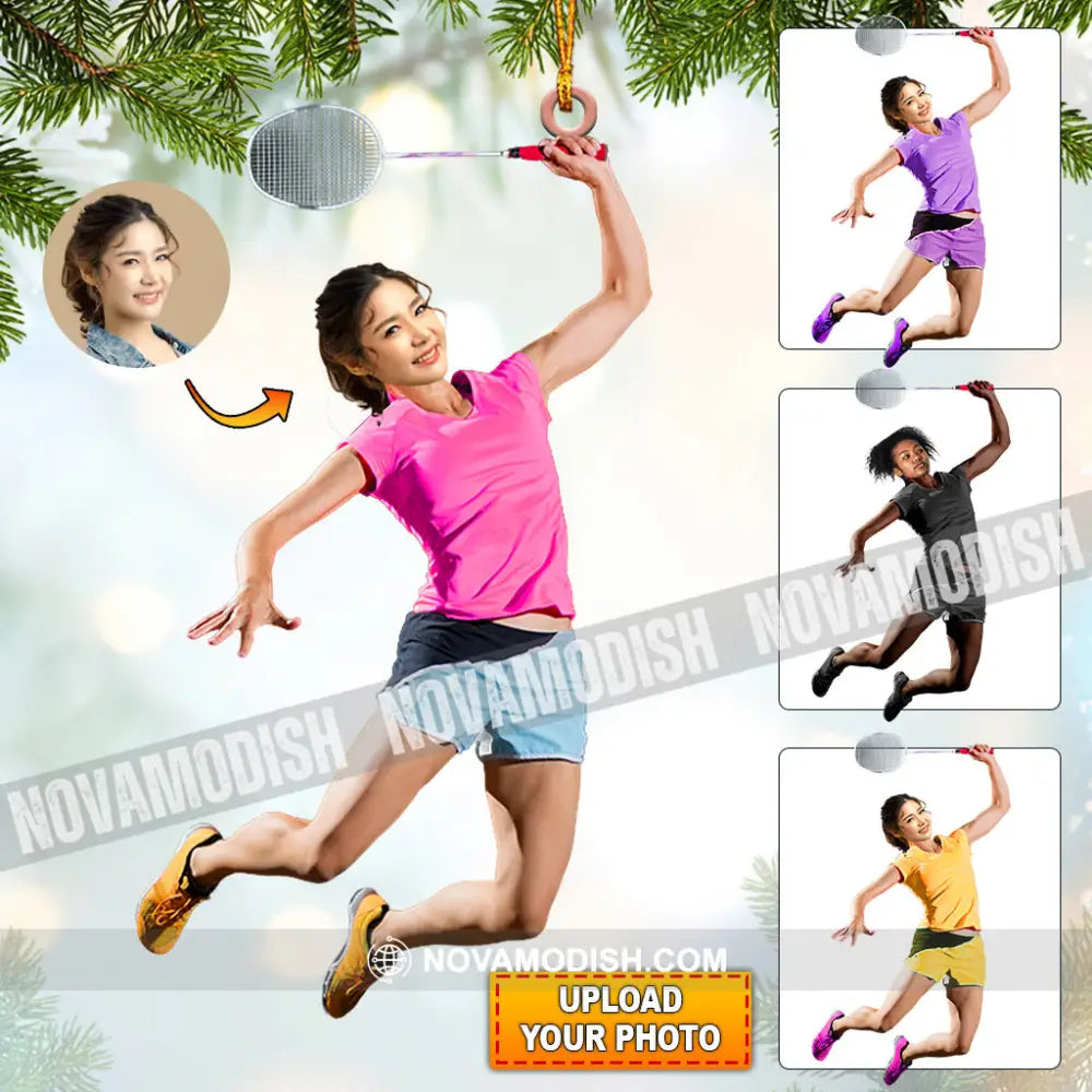 Badminton Player Christmas Home Decor Christmas Ornament, Personalized