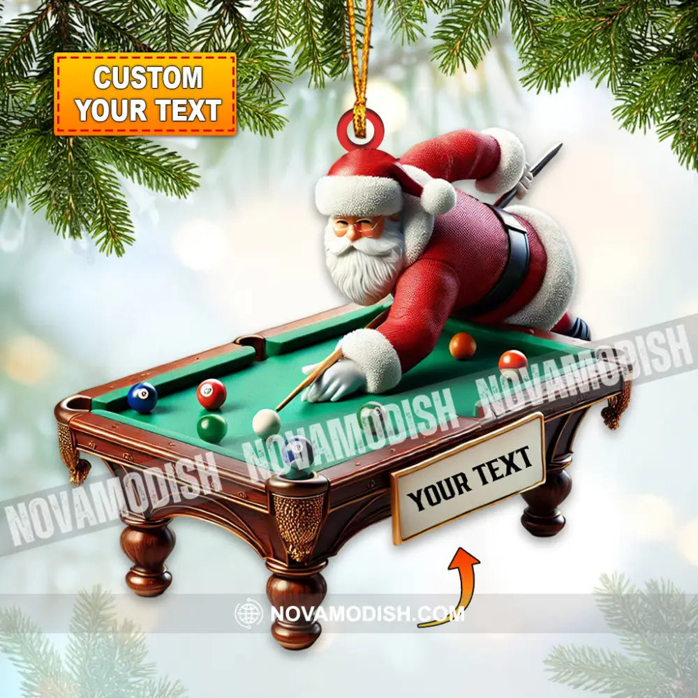 Custom Billiard Santa Ornament, Personalized Ornament