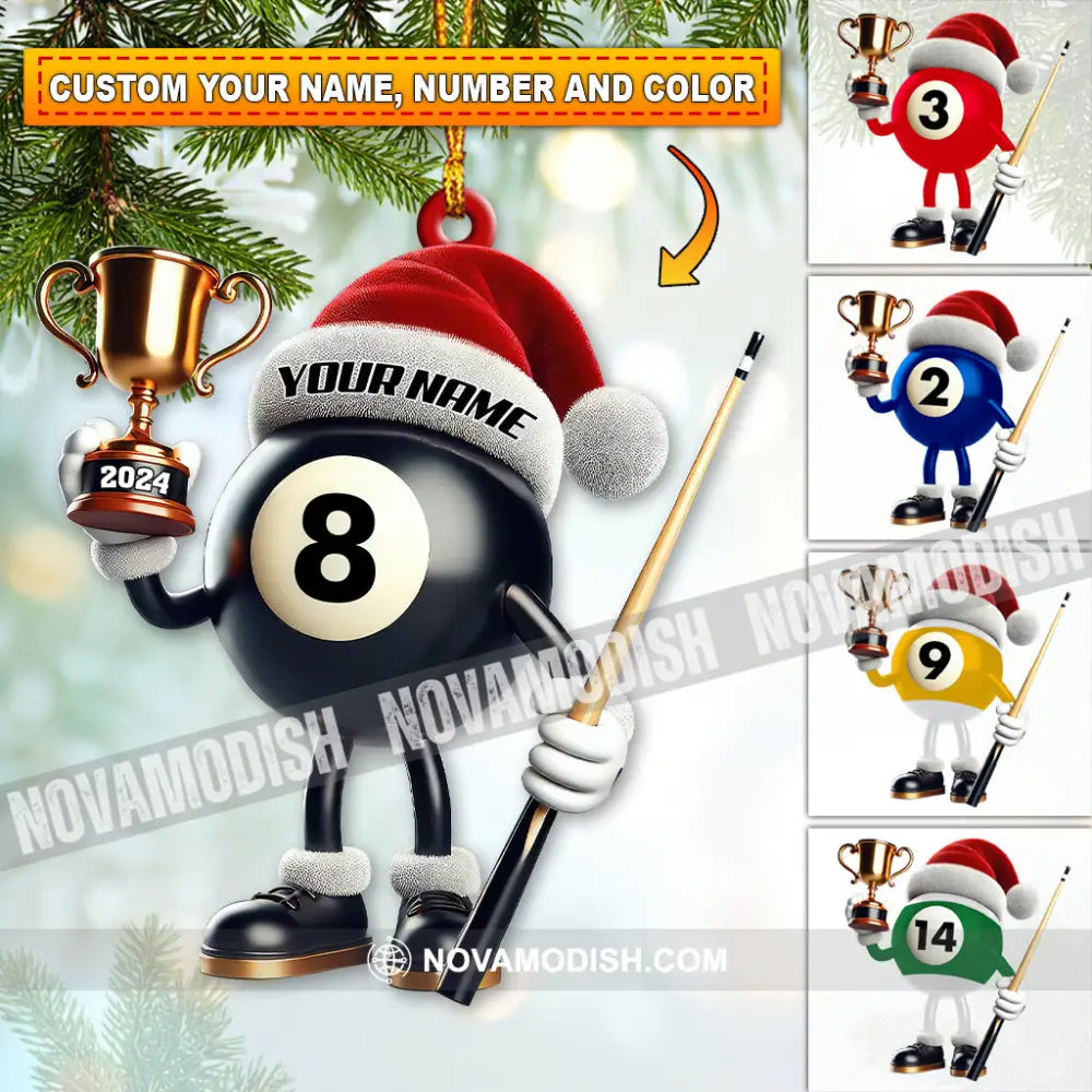 Custom Name Billiard Ornament, Billiard Lover Christmas Gift