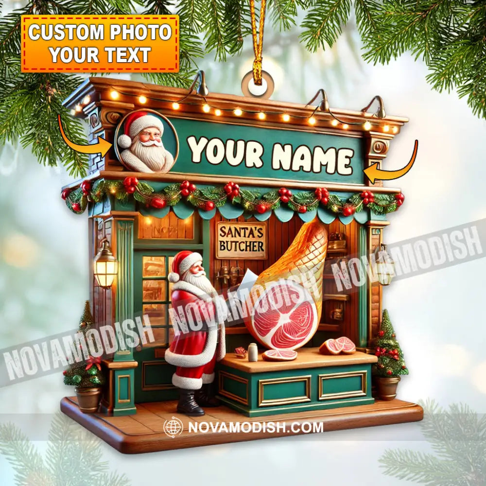 Custom Name Butcher Santa Ornament, Butcher Christmas Gift