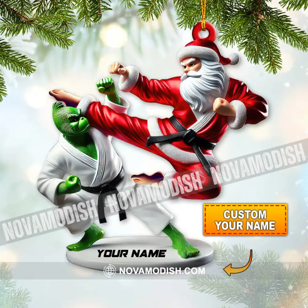 Custom Name Santa Karate Ornament, Santa Karate Christmas Gift