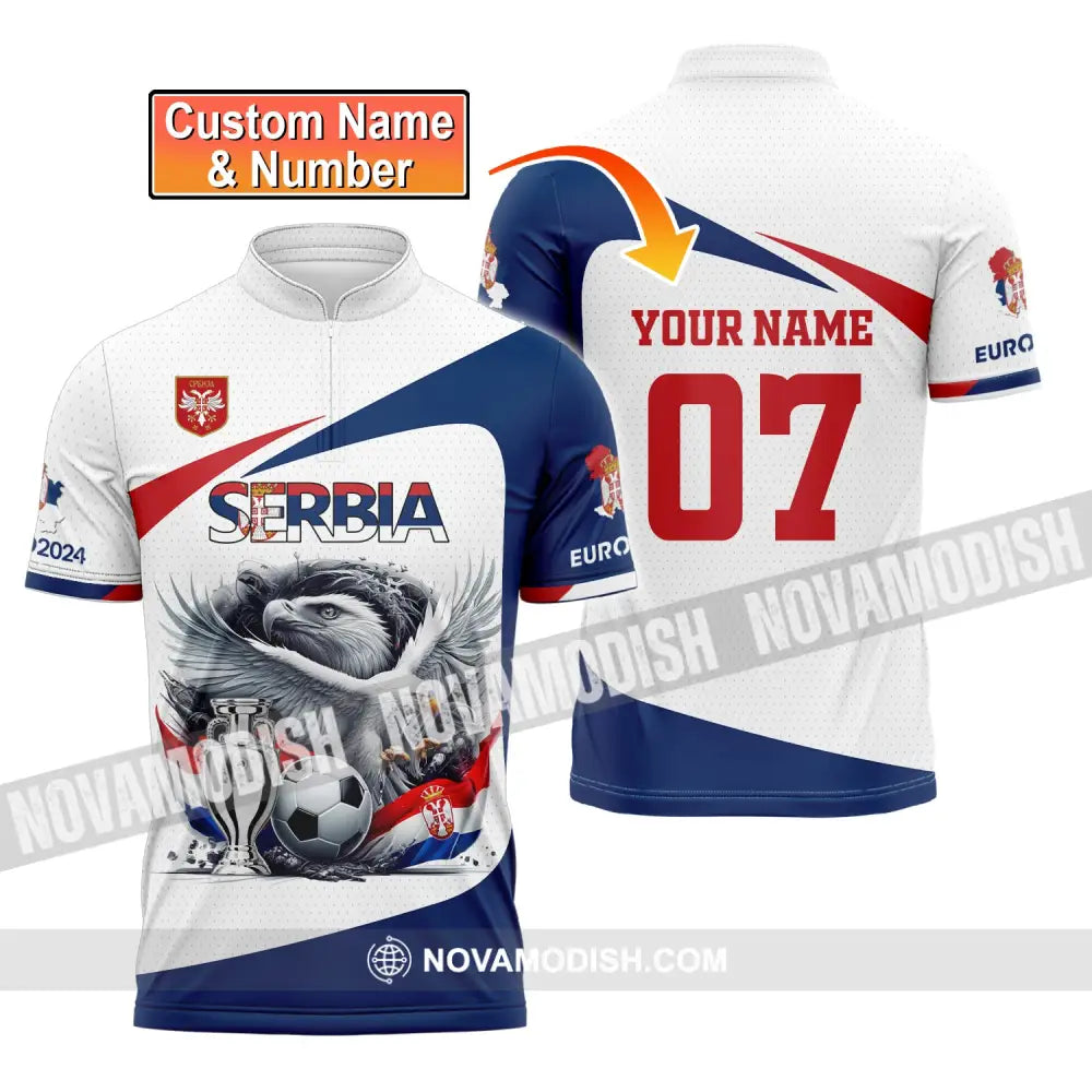 Unisex Shirt, Custom Name and Number Serbia Football Polo Shirt, Euro