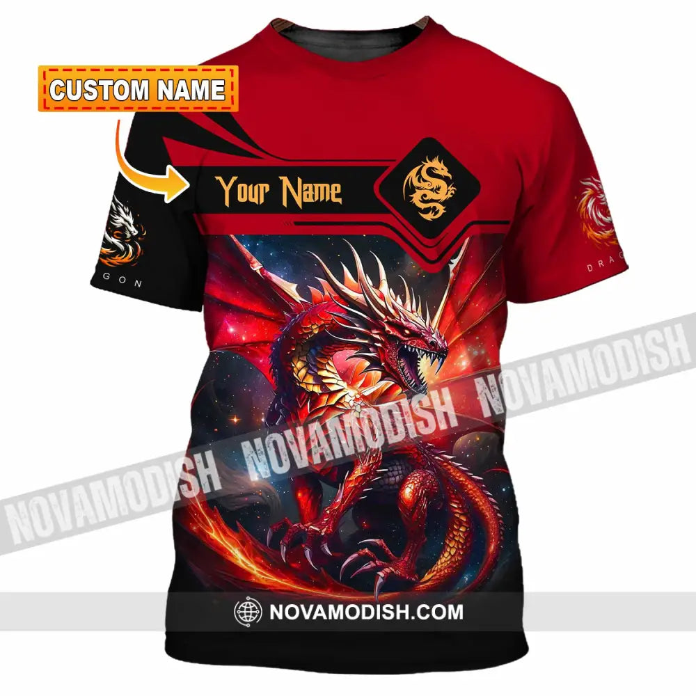Unisex Shirt - Custom Text Shirt, Fire Dragon Shirt