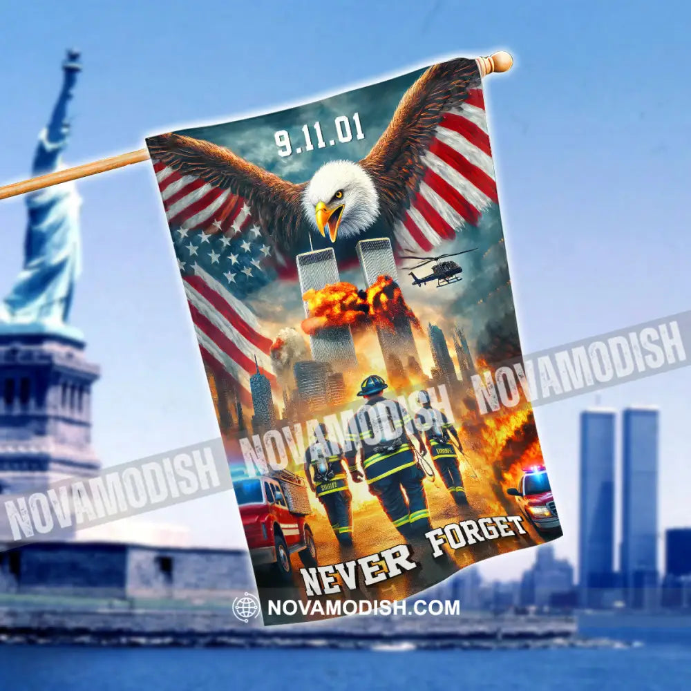 United States Flag, Fireman 911 Memorial - Never Forget - American Mem